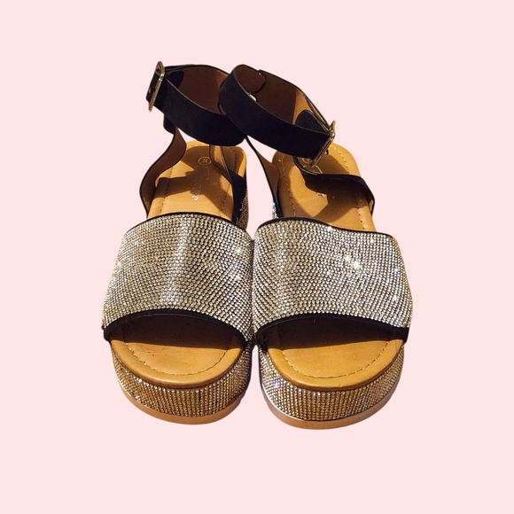 Forever 21 | Shoes | Forever Ankle Strap Rhinestones Platform Sandals ...